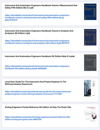 Instrument Engineers Handbook Vol 2 Process Control And Optimization ...