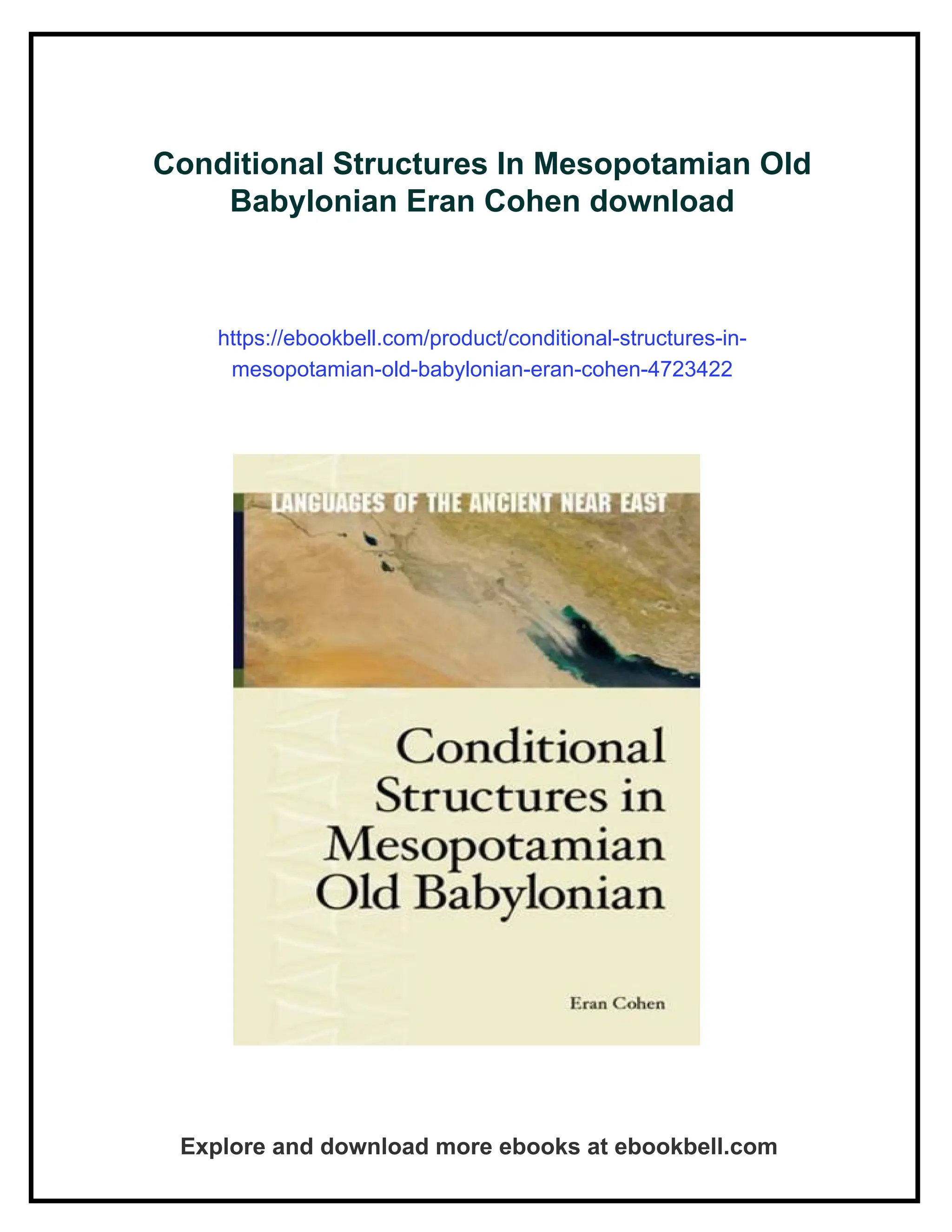 Conditional Structures In Mesopotamian Old Babylonian Eran Cohen | PDF