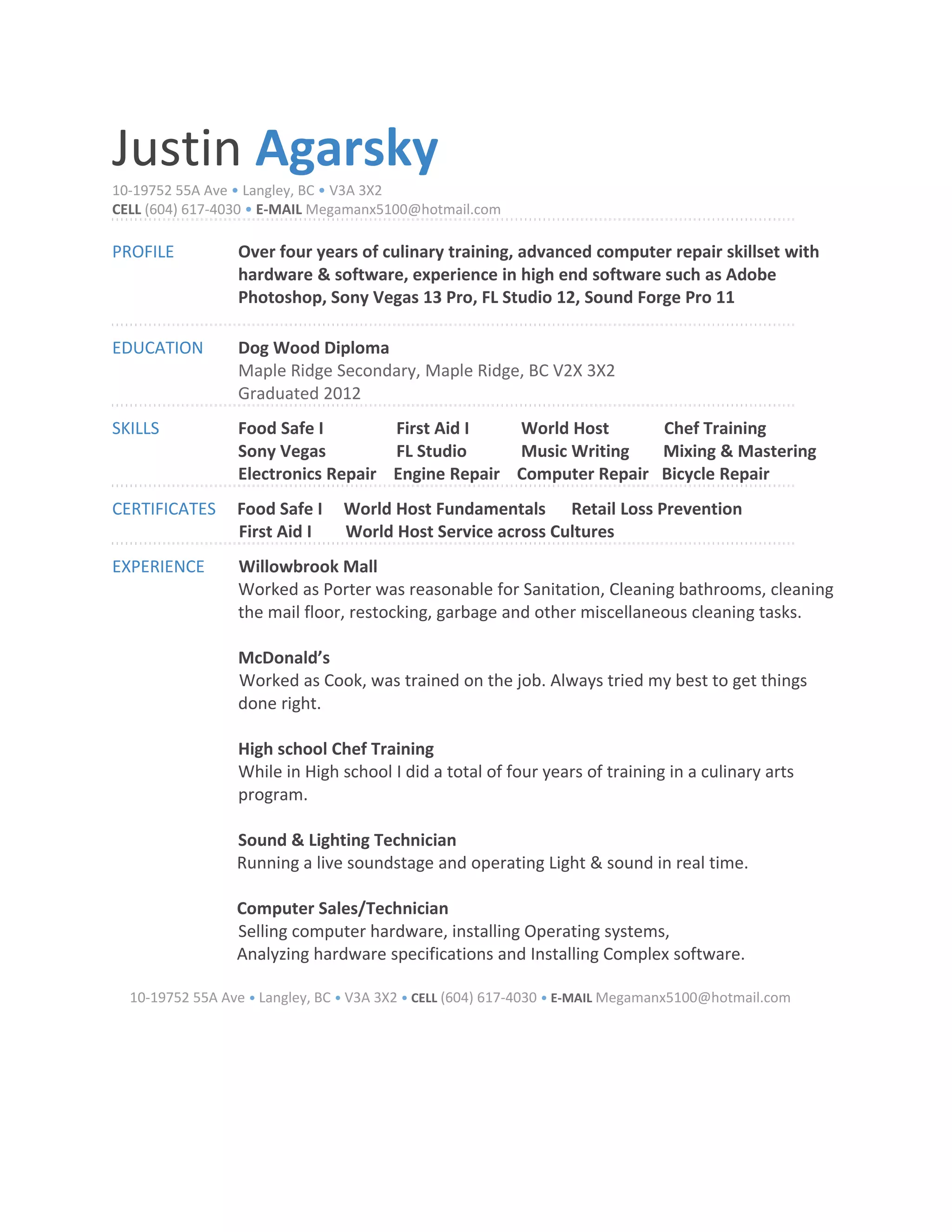Justin Agarsky Resume 2016 | PDF