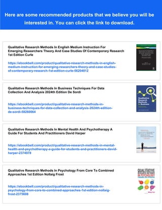 Qualitative Research Methods In Sport Exercise And Health From Process ...