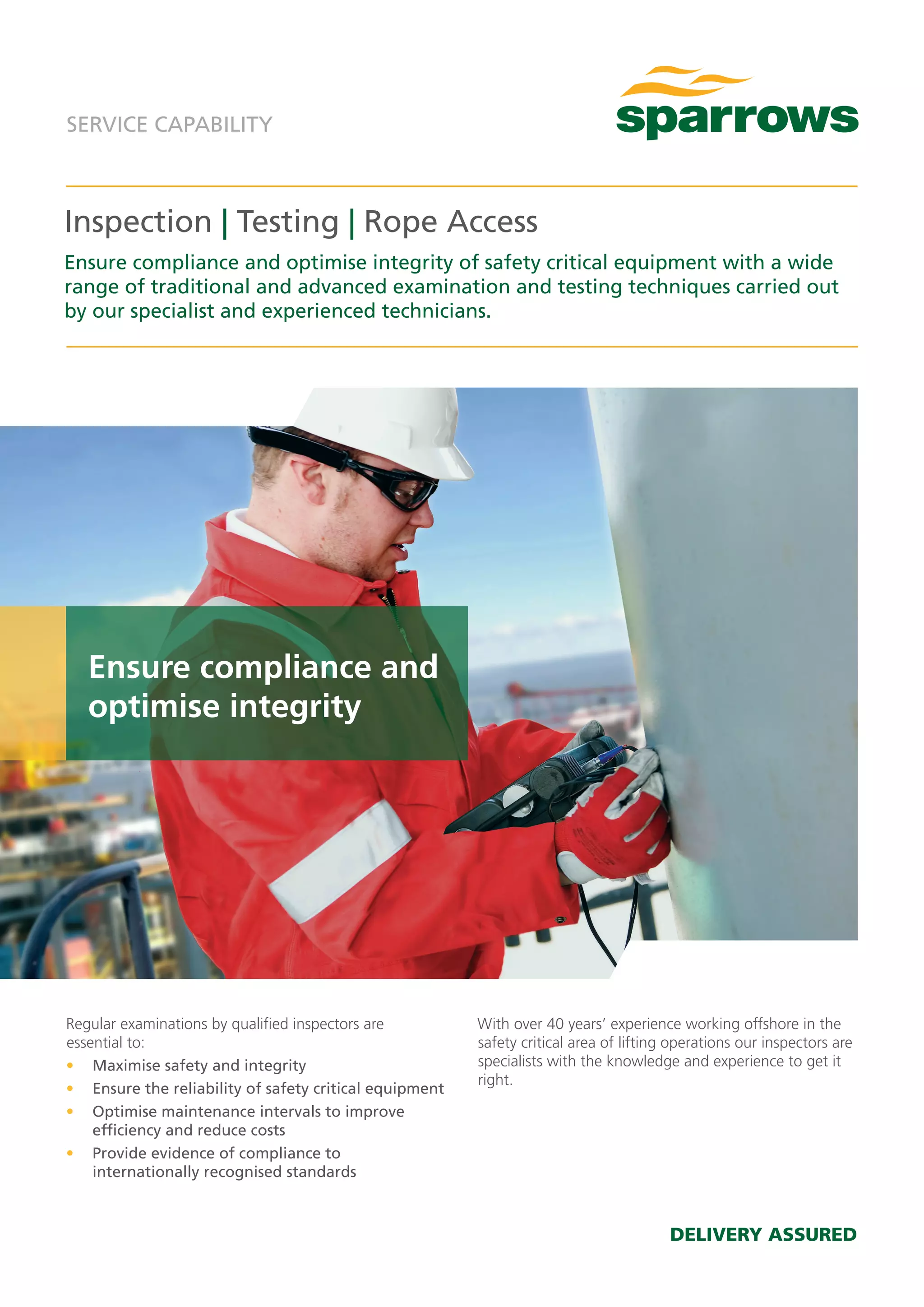 Inspection testing rope access capability sheet rev12 | PDF