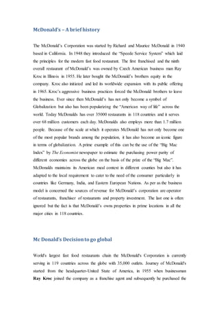 236387741-Mc-Donalds-Strategy.docx | Food Industry | Industries