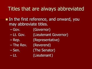 AP styles_Introduction to the AP style of news letters.ppt