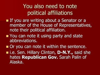 AP styles_Introduction to the AP style of news letters.ppt