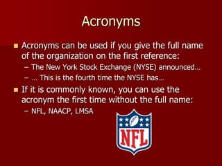 AP styles_Introduction to the AP style of news letters.ppt