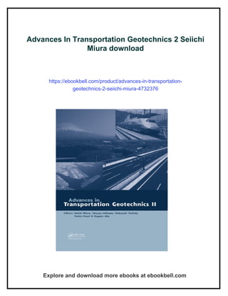 Advances In Transportation Geotechnics 2 Seiichi Miura | PDF