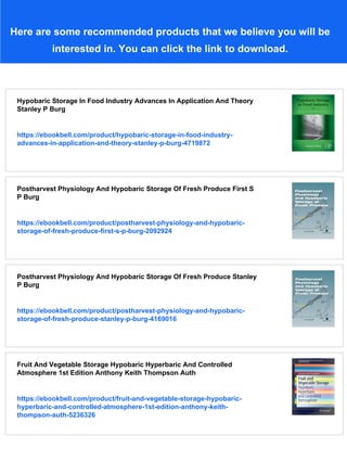 Hypobaric Storage In Food Industry Advances In Application And Theory ...