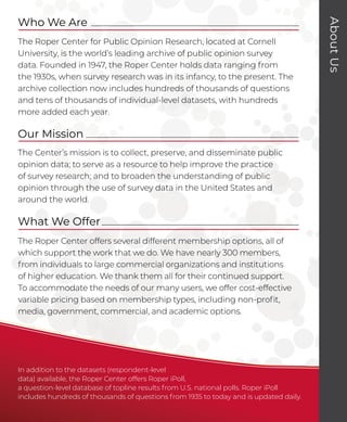 The Roper Center of Public Opinion Research's Archive Overview Booklet ...