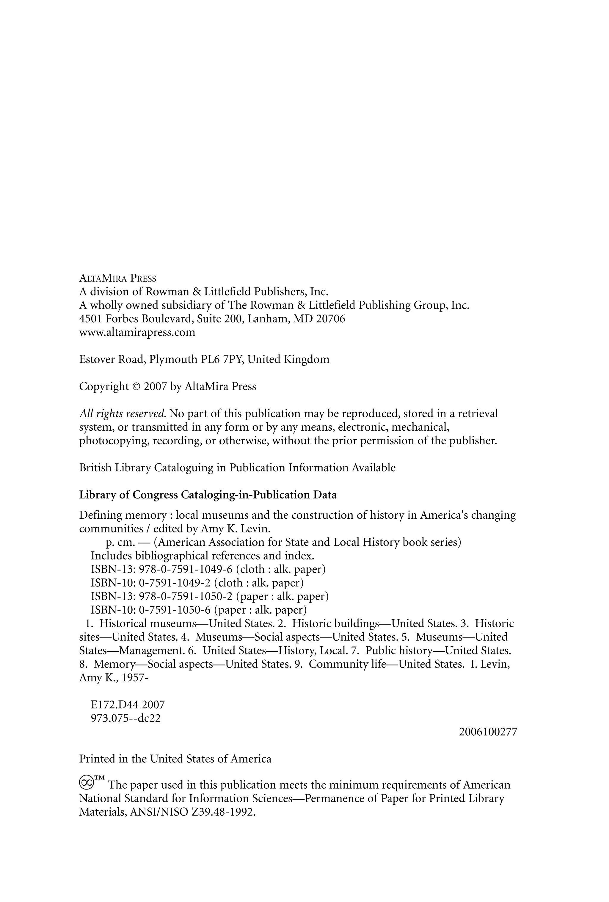 Defining Memory Local Museums And The Construction Of History In ...