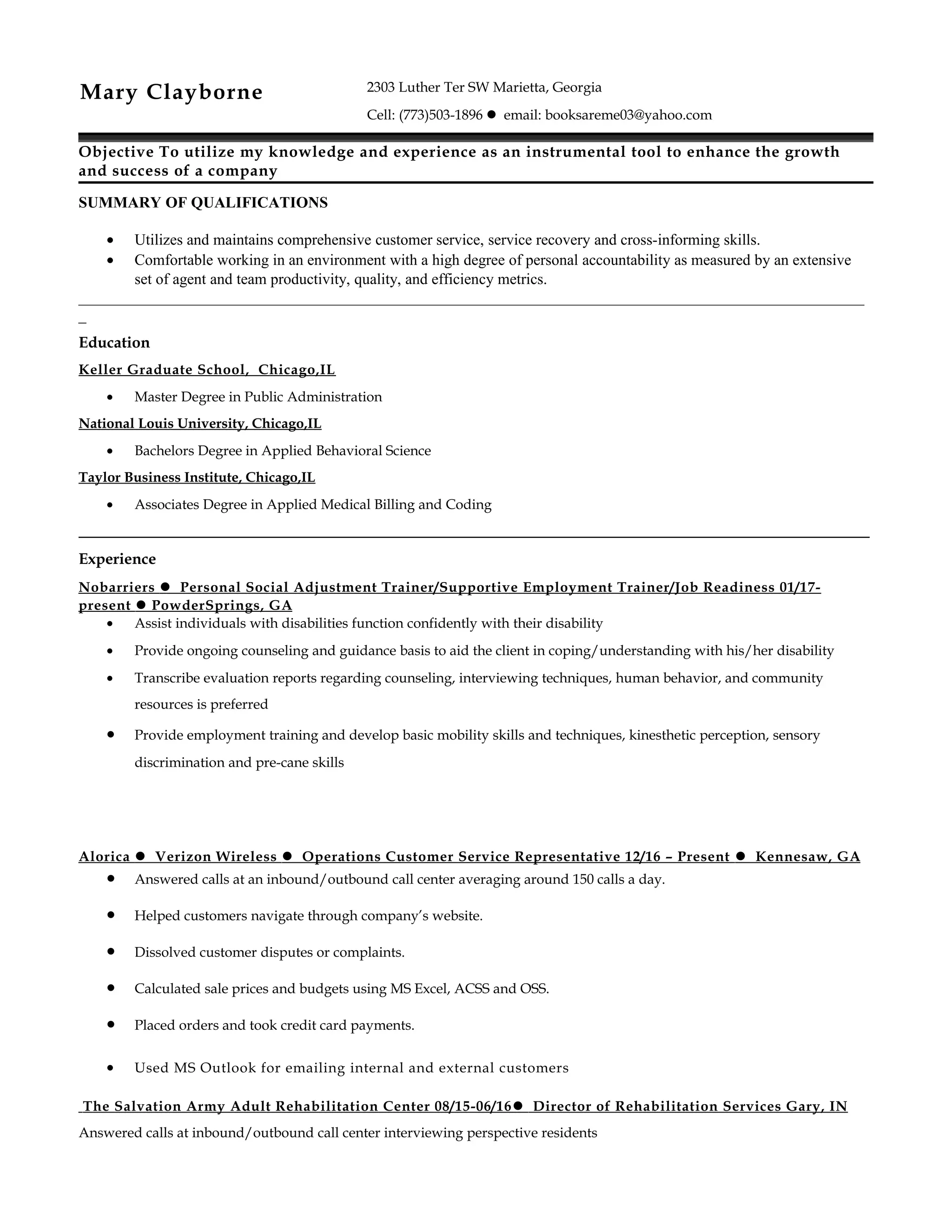 Customer Service Resume | DOC