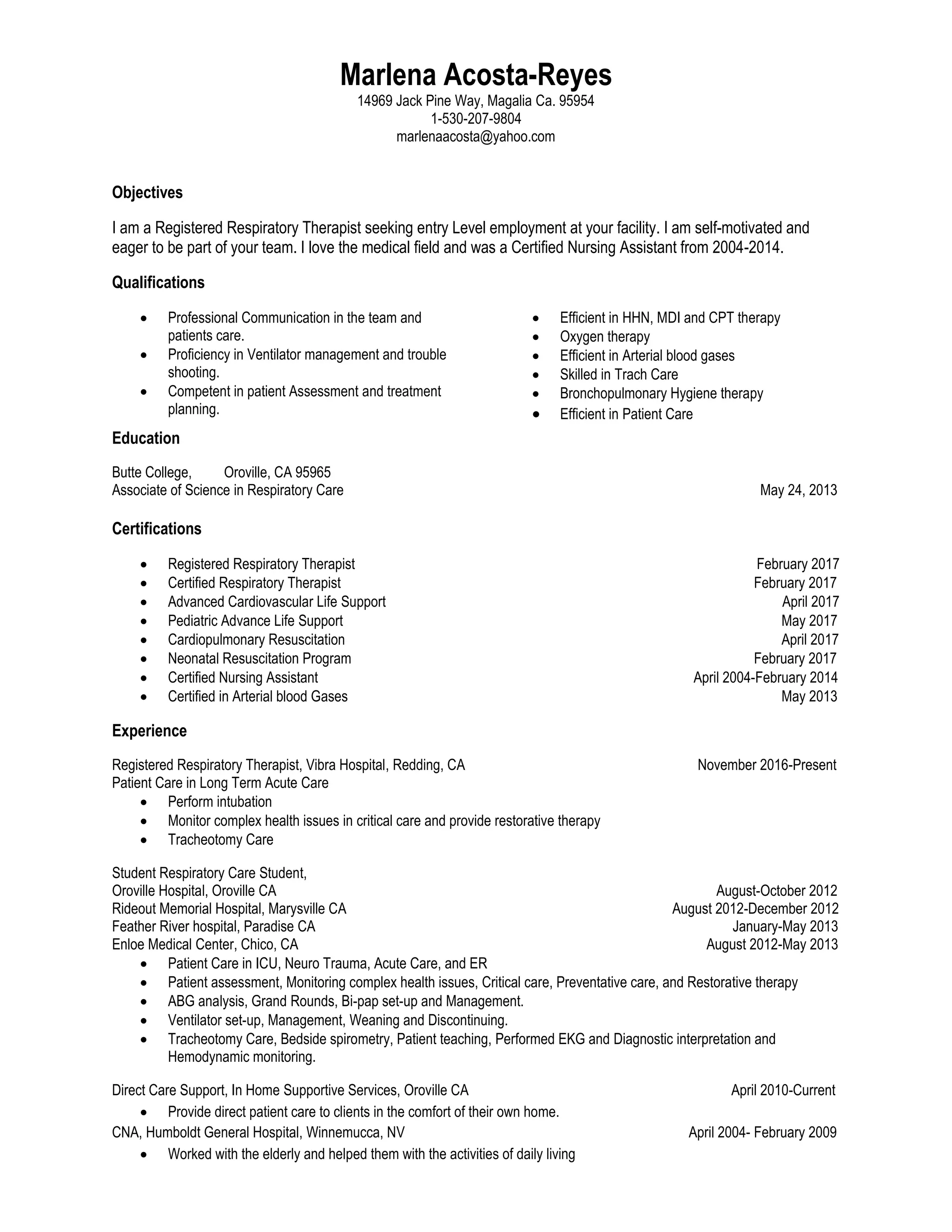 Resume Current November 2016 | PDF