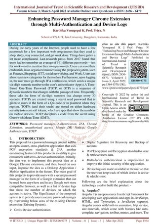 Enhancing Password Manager Chrome Extension through Multi Authentication and Device Logs | PDF