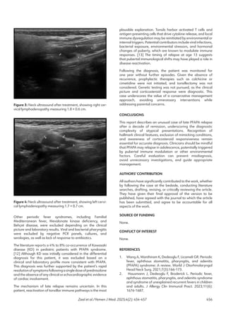 Late Relapse of Periodic Fever, Aphthous Stomatitis, Pharyngitis, and ...