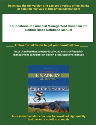 Foundations of Financial Management Canadian 8th Edition Block ...