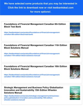 Foundations of Financial Management Canadian 8th Edition Block ...