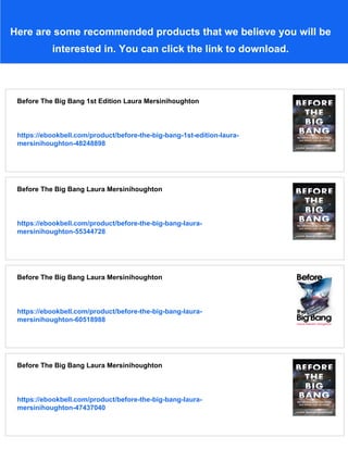 Before The Big Bang Laura Mersinihoughton | PDF