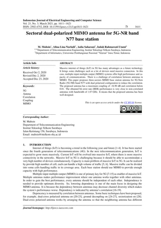 Sectoral dual-polarized MIMO antenna for 5G-NR band N77 base station | PDF