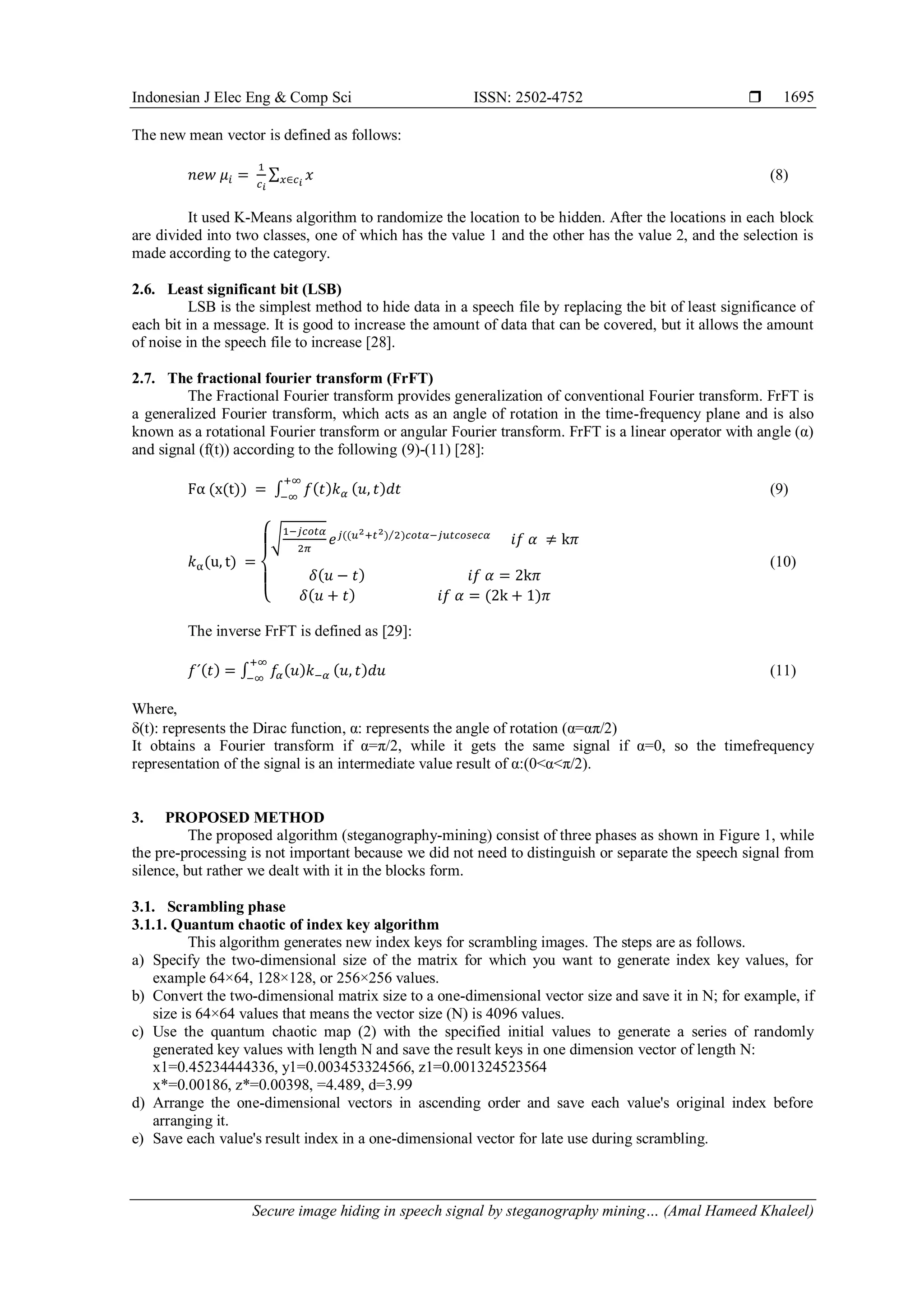 Secure image hiding in speech signal by steganography-mining and encryption | PDF