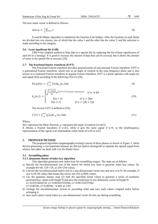 Secure image hiding in speech signal by steganography-mining and encryption | PDF