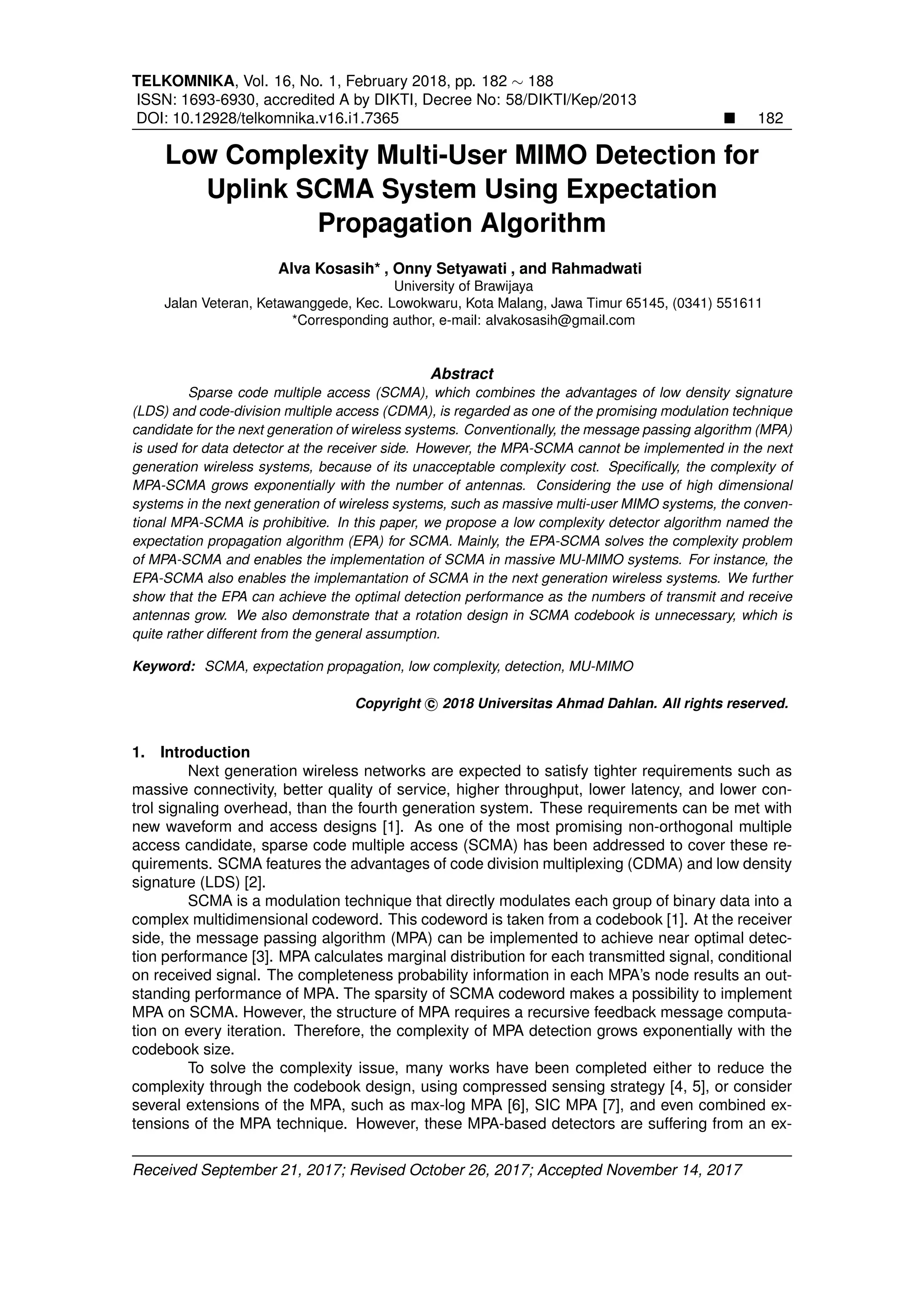 Low Complexity Multi User Mimo Detection For Uplink Scma System Using Expectation Propagation