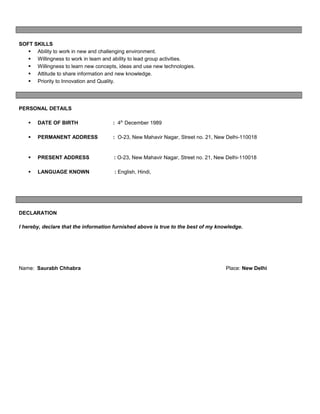 Saurabh Chhabra CV 2015 | PDF