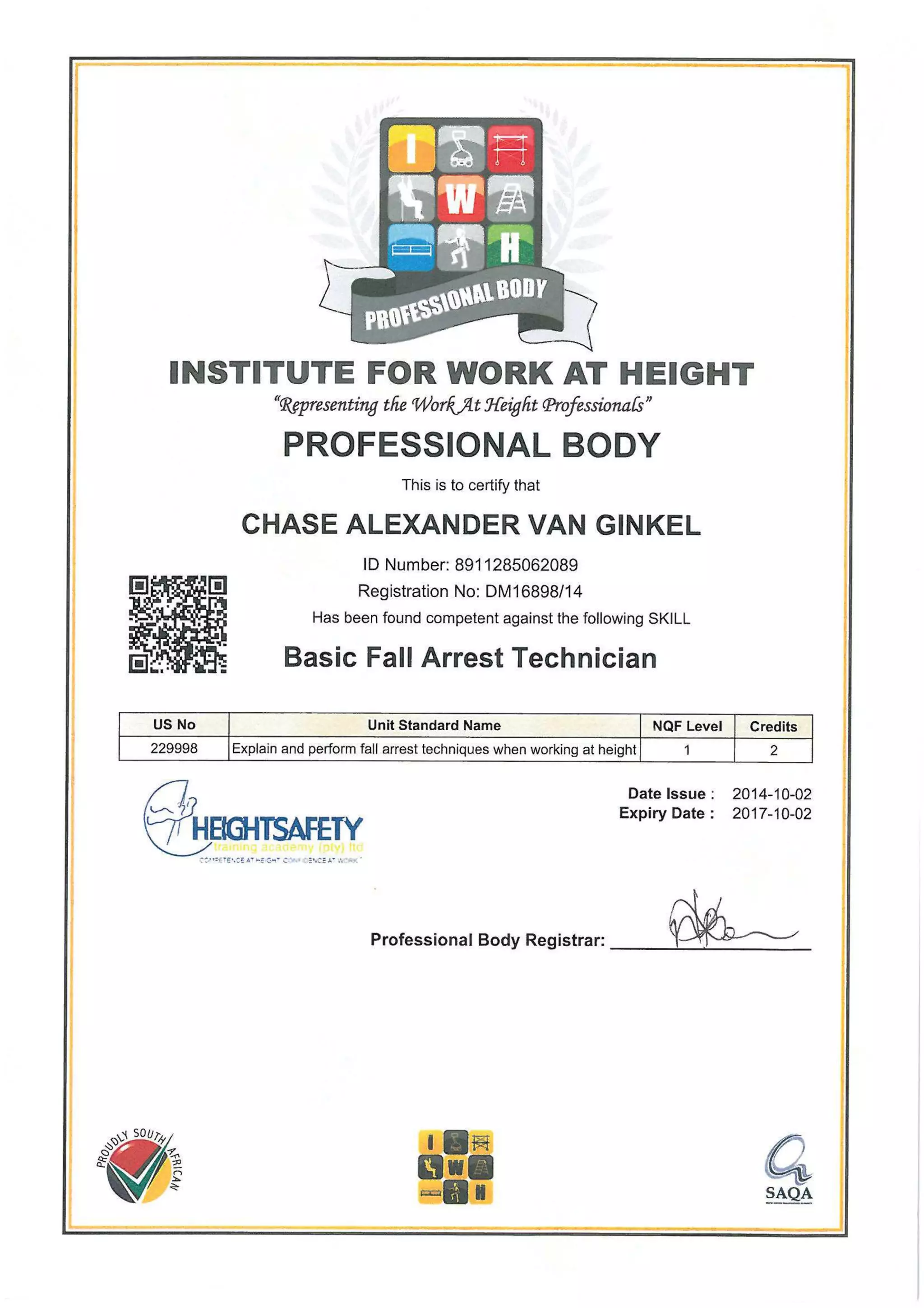 Fall arrest certificate | PDF
