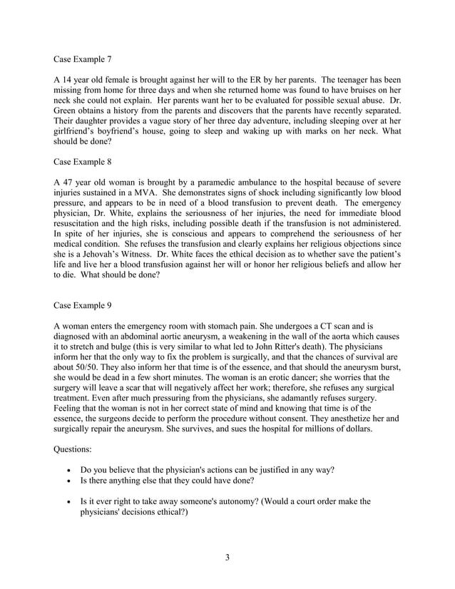 237778794 ethical-issues-case-studies | DOC | First Aid | Injuries