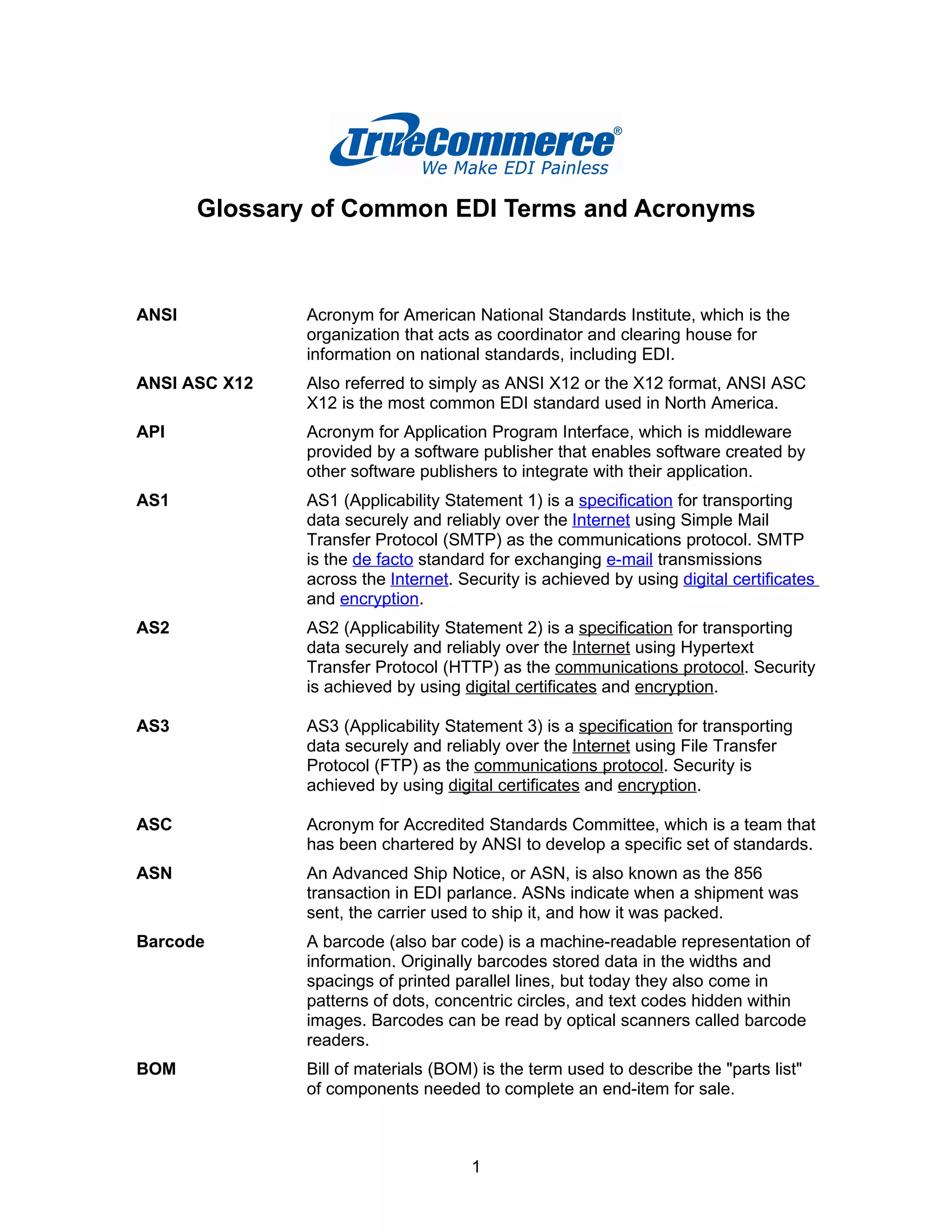 Glossary of EDI Terms | PDF