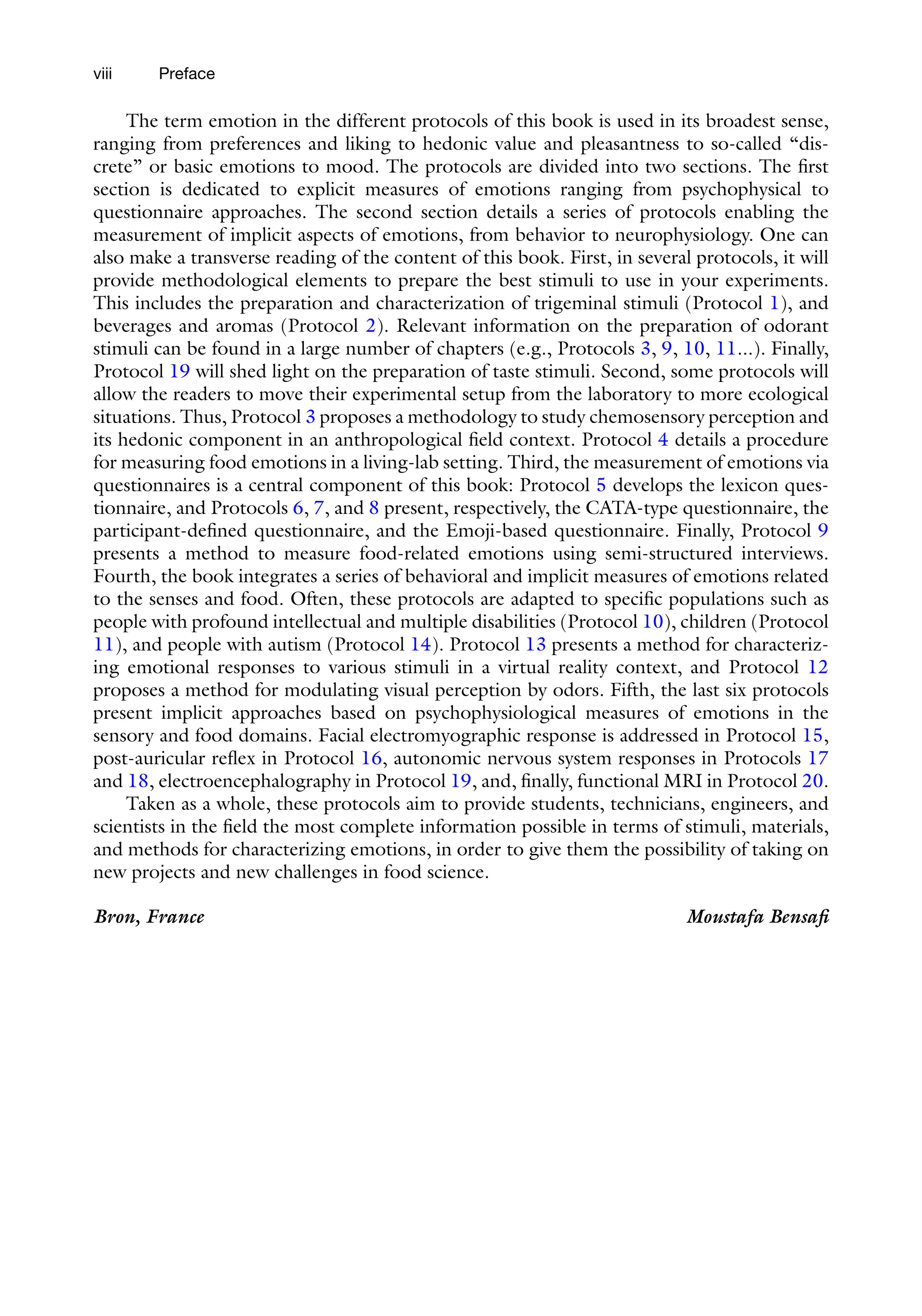 Basic Protocols On Emotions Senses And Foods Moustafa Bensafi | PDF