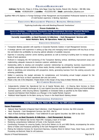 Resume of Prasad | DOCX