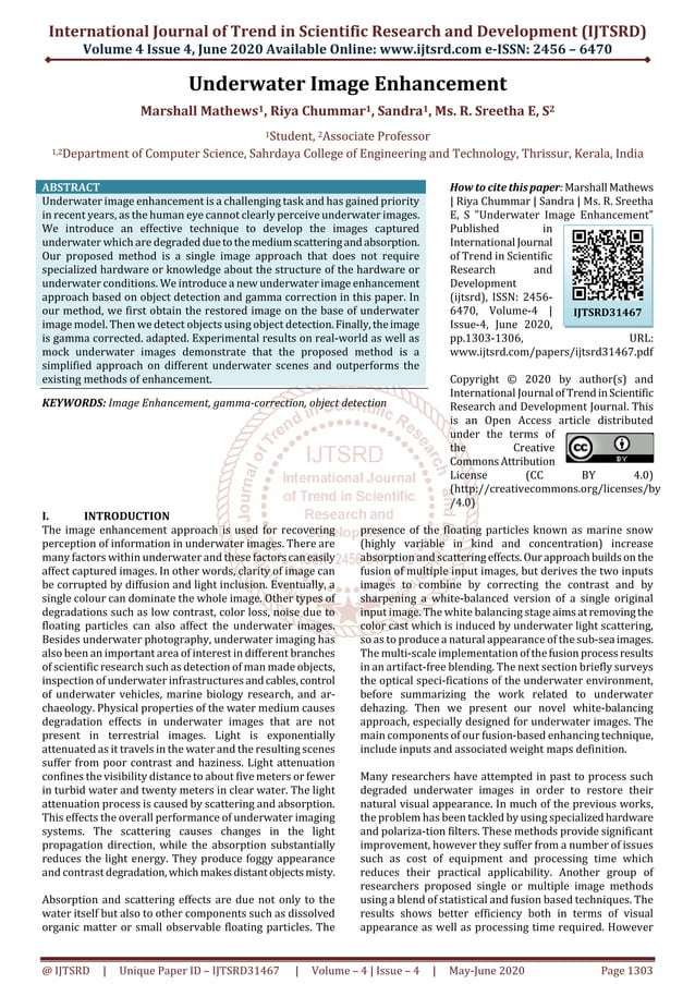 Underwater Image Enhancement | PDF | Photo Editing Software | Computer Software and Applications