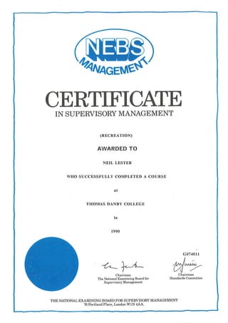 NEBS Management Certificate | PDF