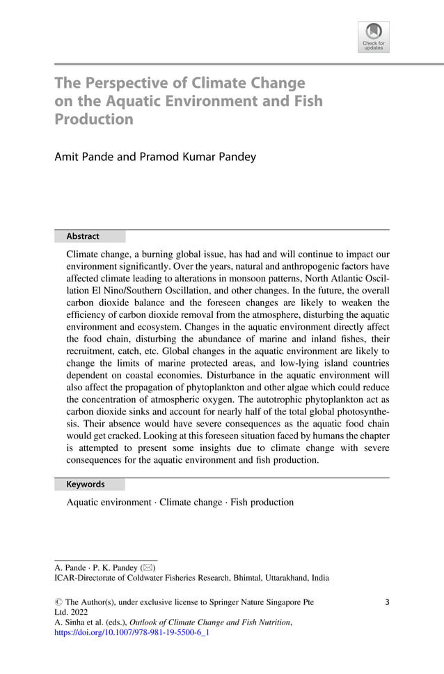 Outlook Of Climate Change And Fish Nutrition Archana Sinha Shivendra ...