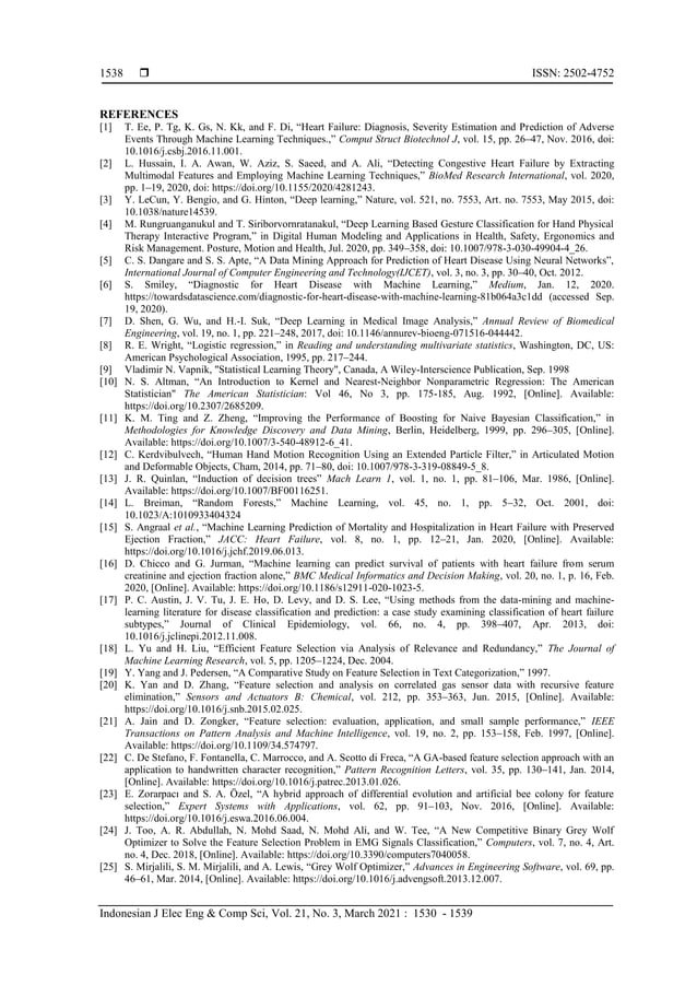 Predicting heart failure using a wrapper-based feature selection | PDF