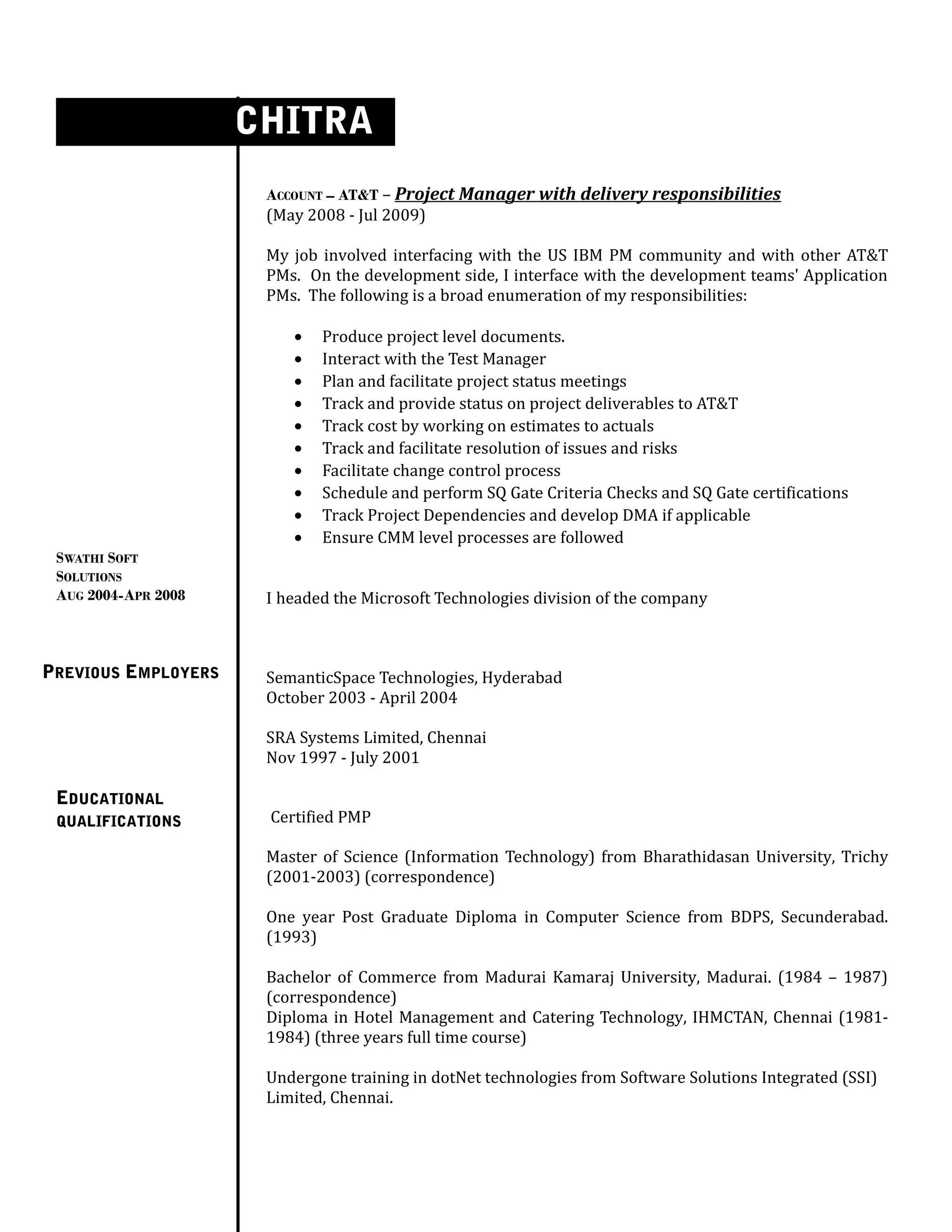 Chitra Kumar Resume | DOC | Business | Business and Finance