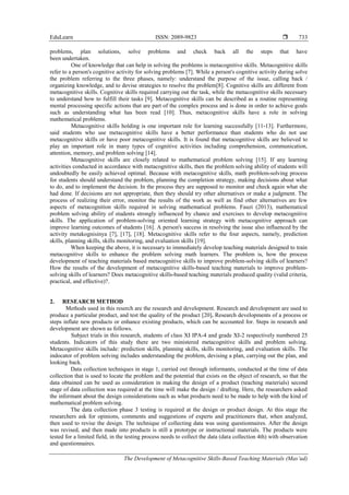 The Development of Metacognitive Skills-Based Teaching Materials | PDF