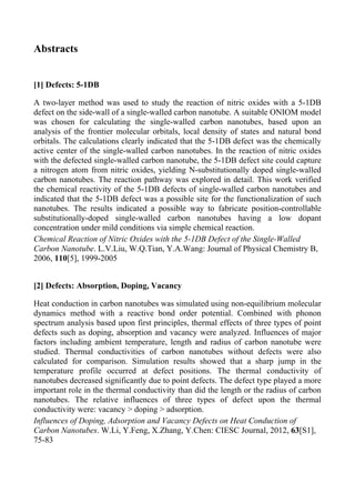 Defects And Diffusion In Carbon Nanotubes D J Fisher | PDF