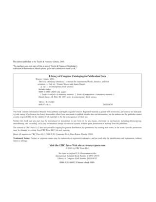 The Food Chemistry Laboratory A Manual For Experimental Foods Dietetics ...