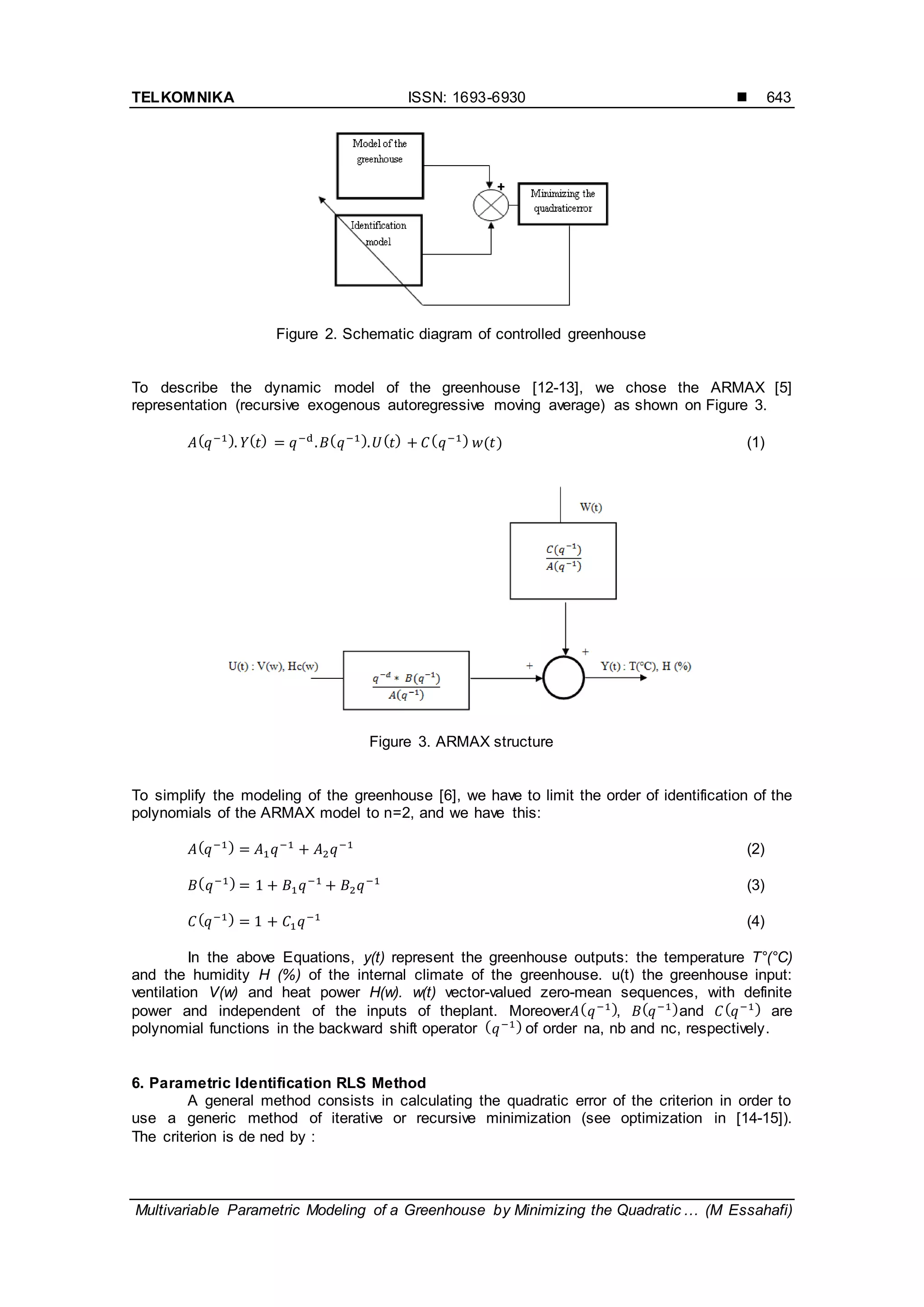 Multivariable Parametric Modeling Of A Greenhouse By Minimizing The Quadratic Error Pdf