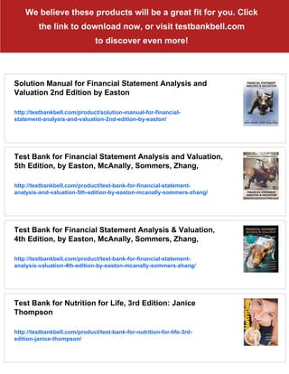 Test Bank for Financial Statement Analysis and Valuation, 2nd Edition ...
