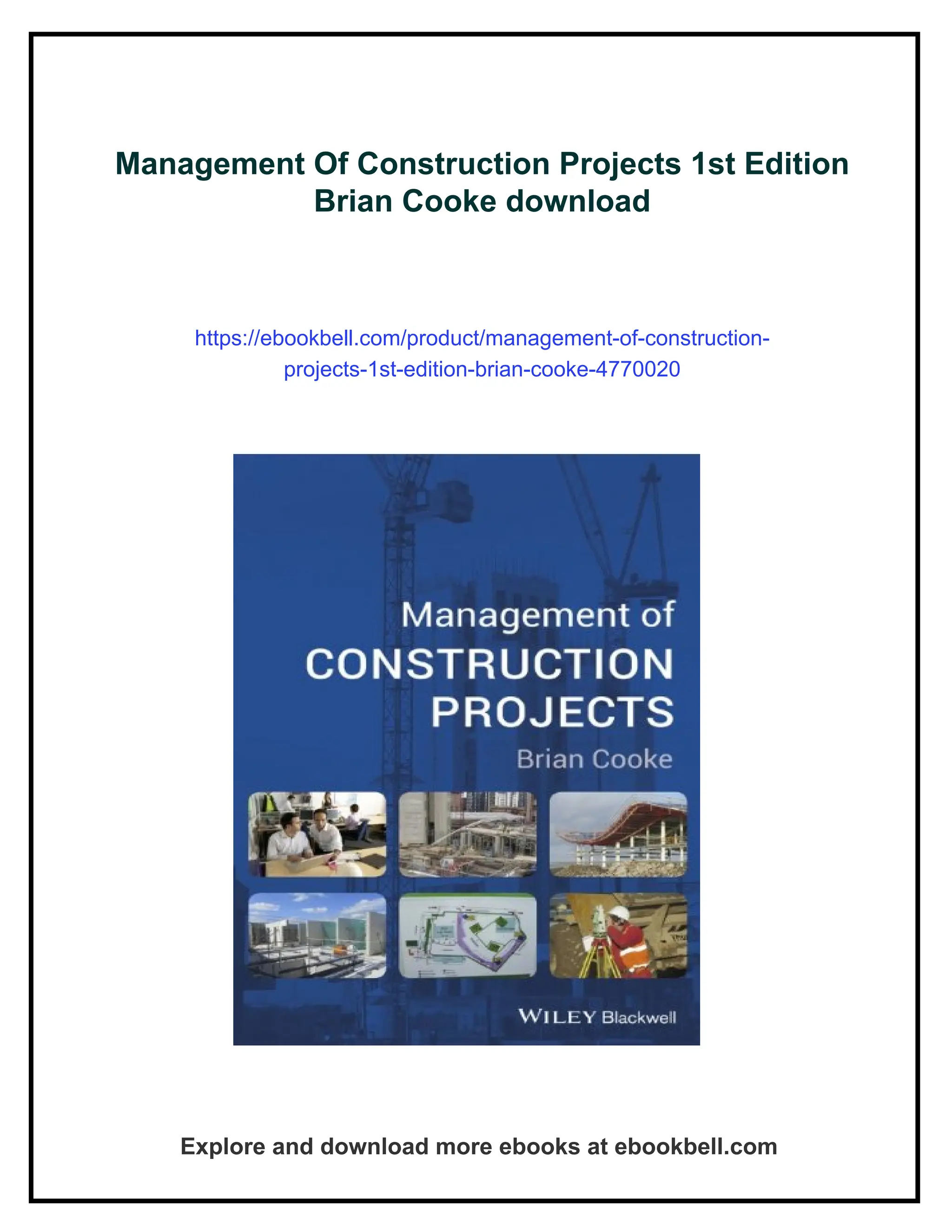 Management Of Construction Projects 1st Edition Brian Cooke | PDF