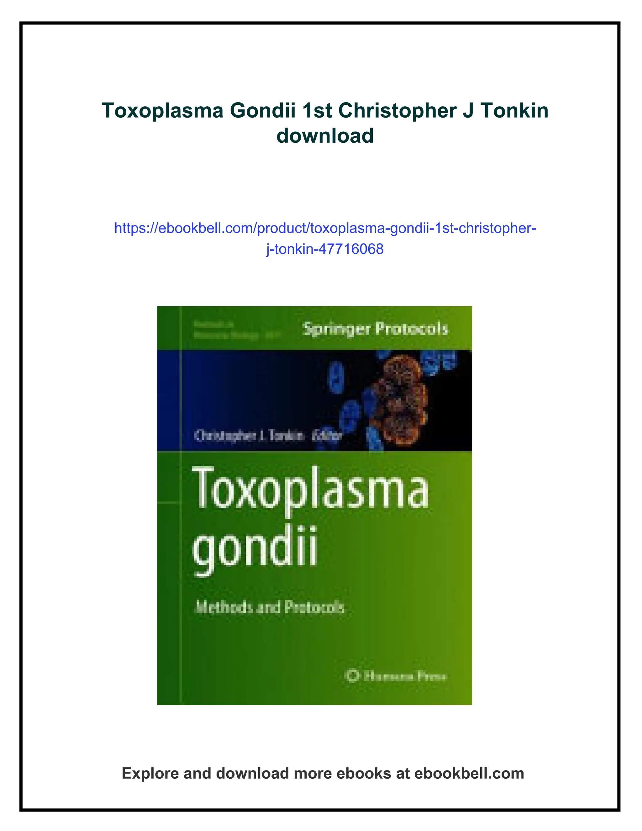 Toxoplasma Gondii 1st Christopher J Tonkin | PDF
