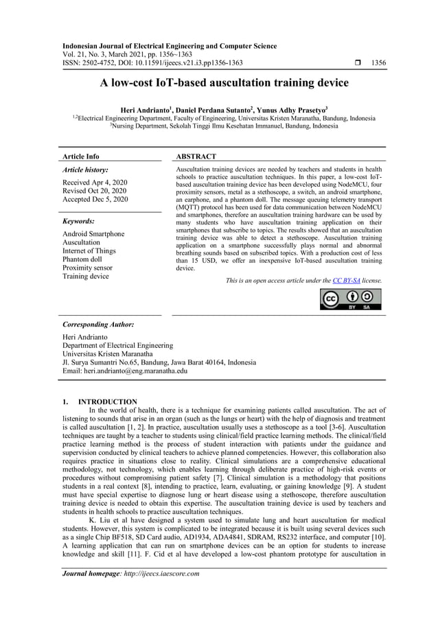 A low-cost IoT-based auscultation training device | PDF