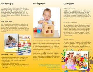 Tri-fold Brochure Yuri's Montessori School | PDF