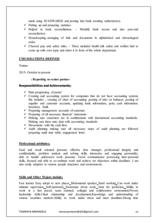 cv tamanya mwandila updated | DOCX