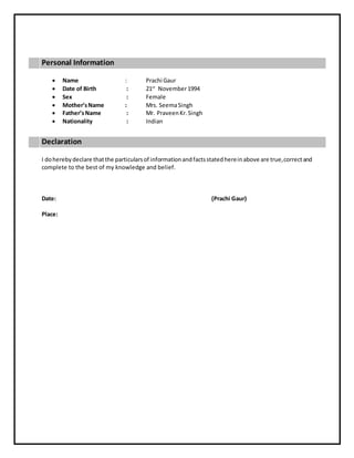 Resume- Prachi Gaur | DOCX