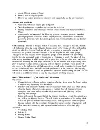 Lesson Plan - El Teatro | PDF