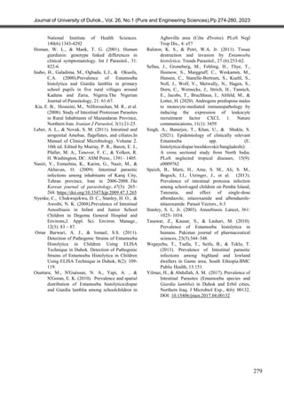 PREVALENCE OF ENTAMOEBA HISTOLYTICA AND GIARDIA LAMBLIA IN CHILDREN IN ...