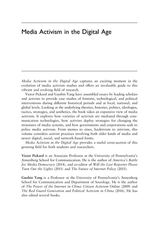 Media Activism In The Digital Age Victor Pickard Guobin Yang | PDF