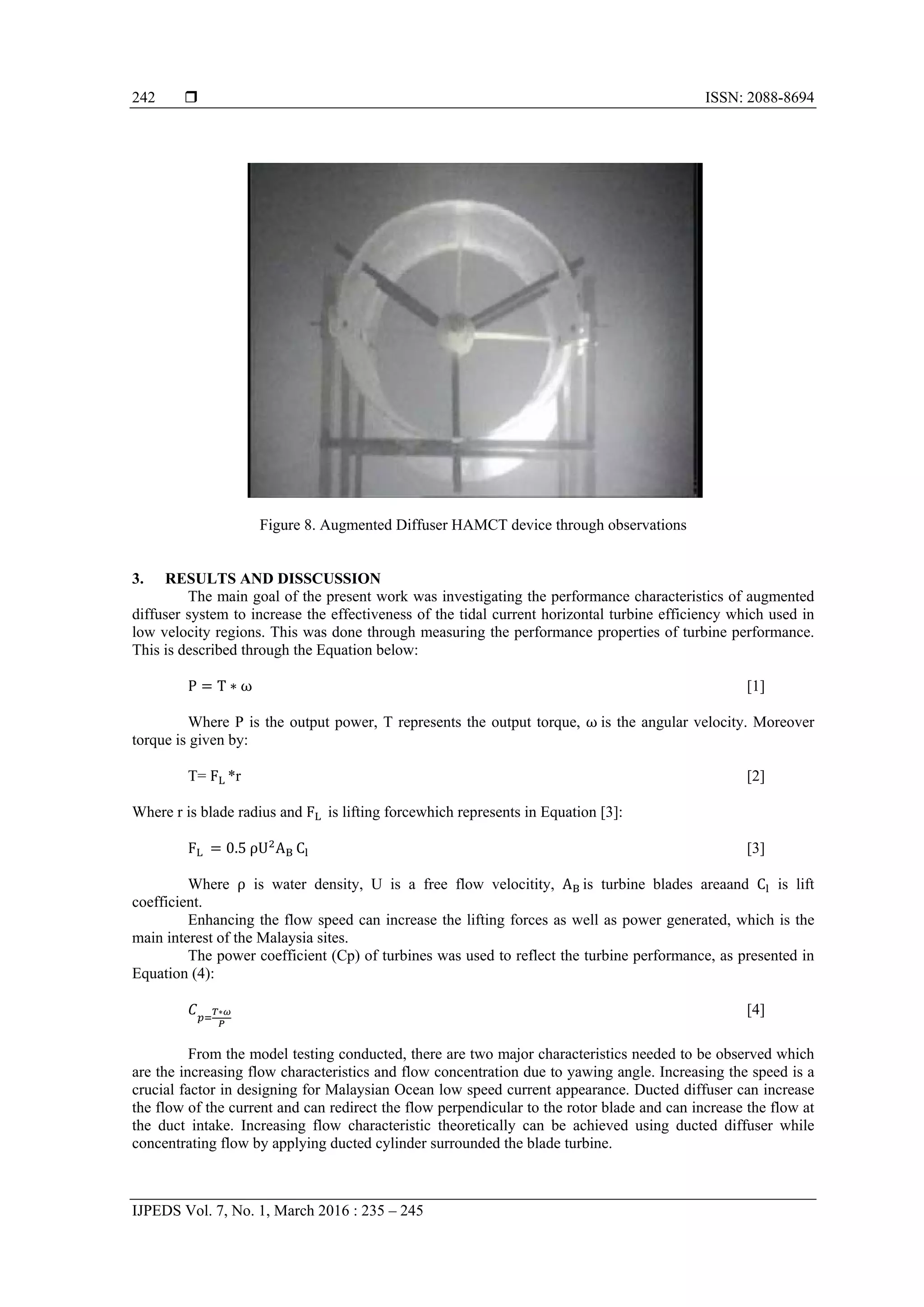 Augmented Diffuser for Horizontal Axis Marine Current Turbine | PDF